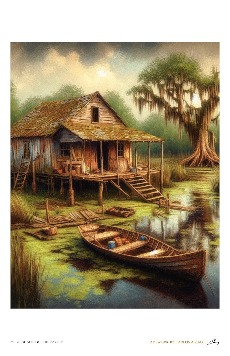 Southern Scenery "old Shack by the Bayou" Giclee Art Print - Etsy