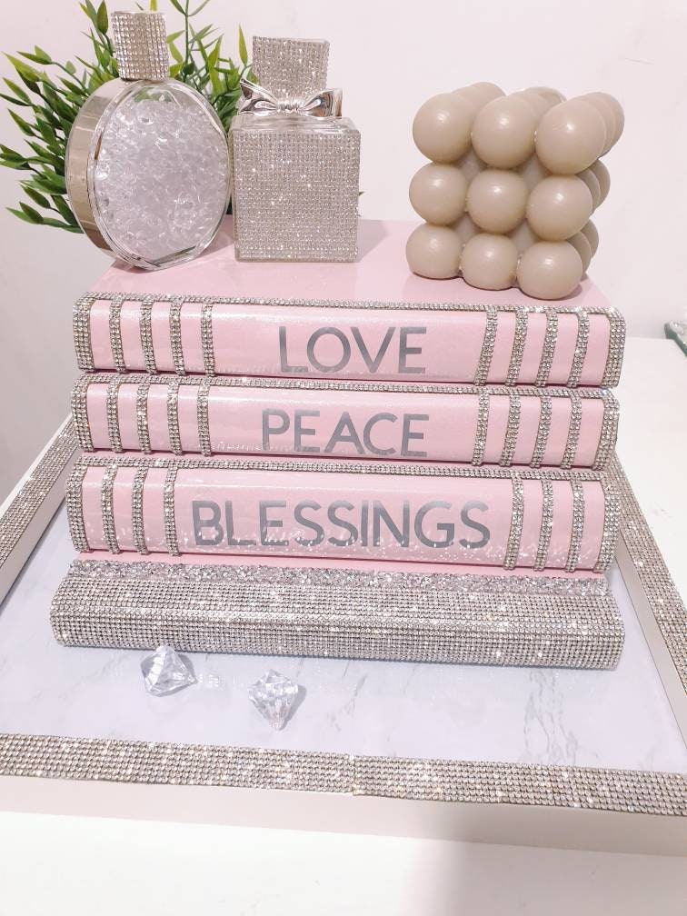 Personalized Bling Book Stack: Silver Home Decor, Set of 3 - Etsy