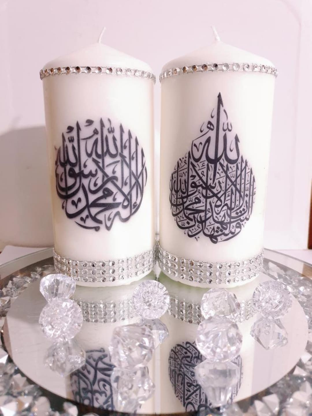 Set of 2 Islamic Candles,kalma Calligraphy Candle,arabic Candle,islamic ...