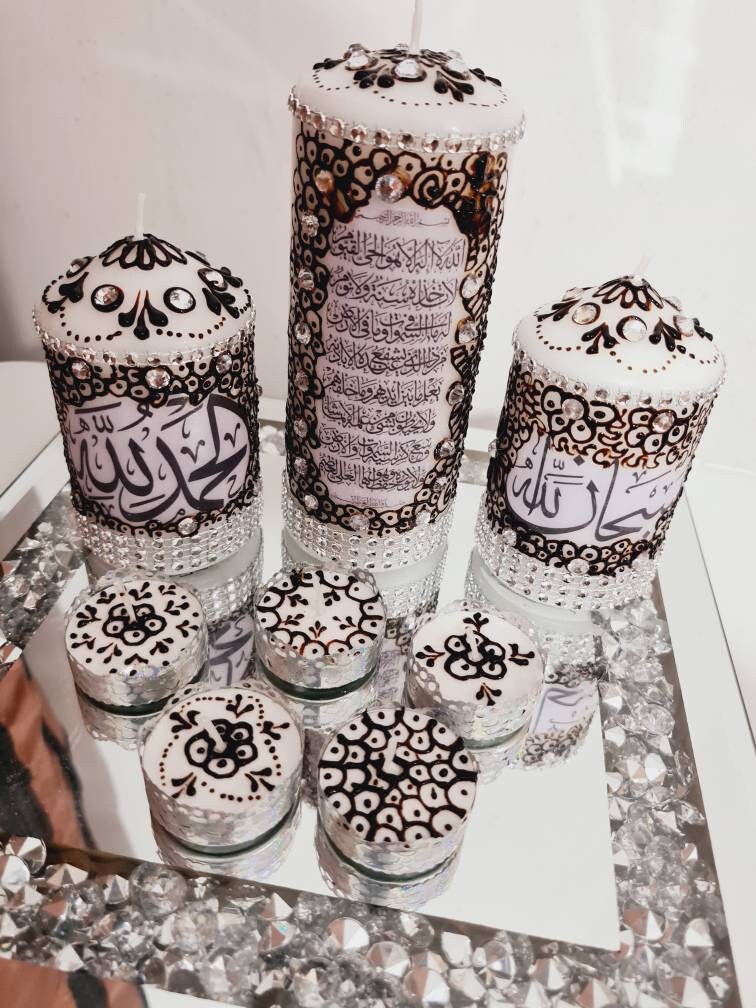 Islamic Candle Gift Set,henna Candle 8piece Ayatul Kursi Candle,islamic ...
