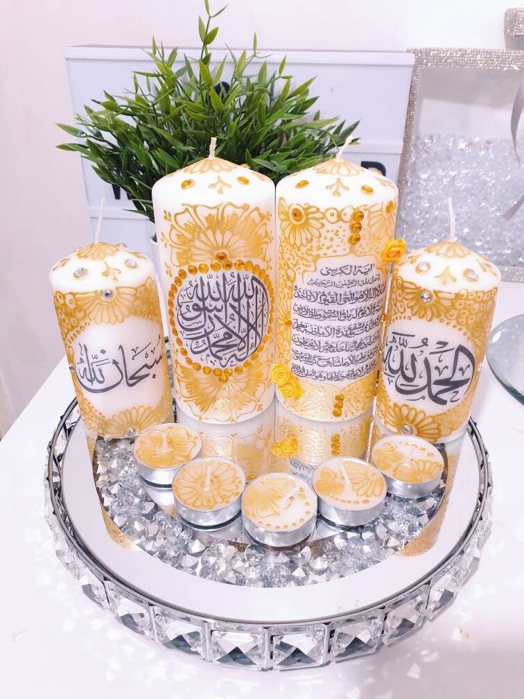 Islamic Candle Gift Set,henna Candle 8piece Ayatul Kursi Candle,gift ...