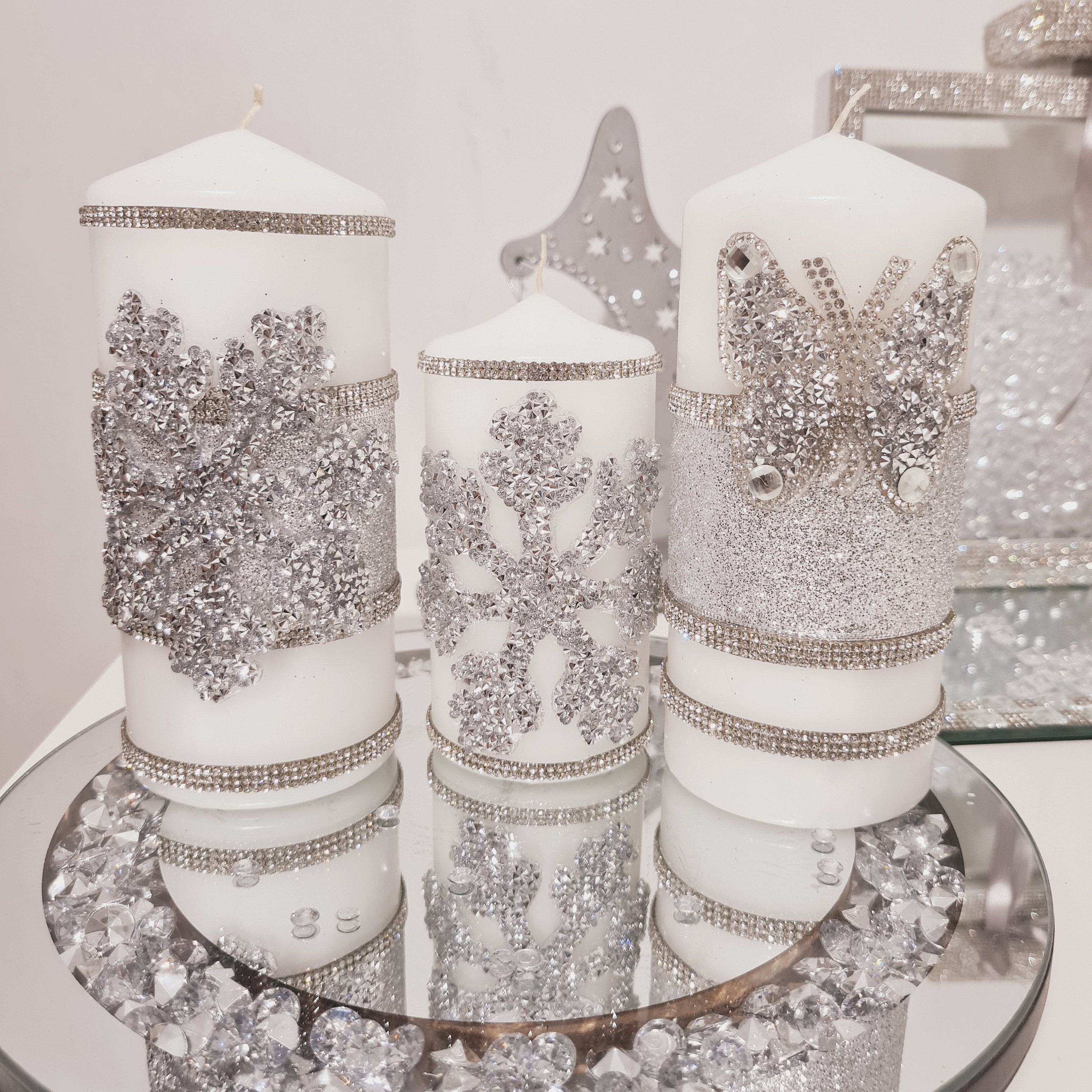 Luxury Bling Candle Setpillar Candle Setrhinestone Candles - Etsy