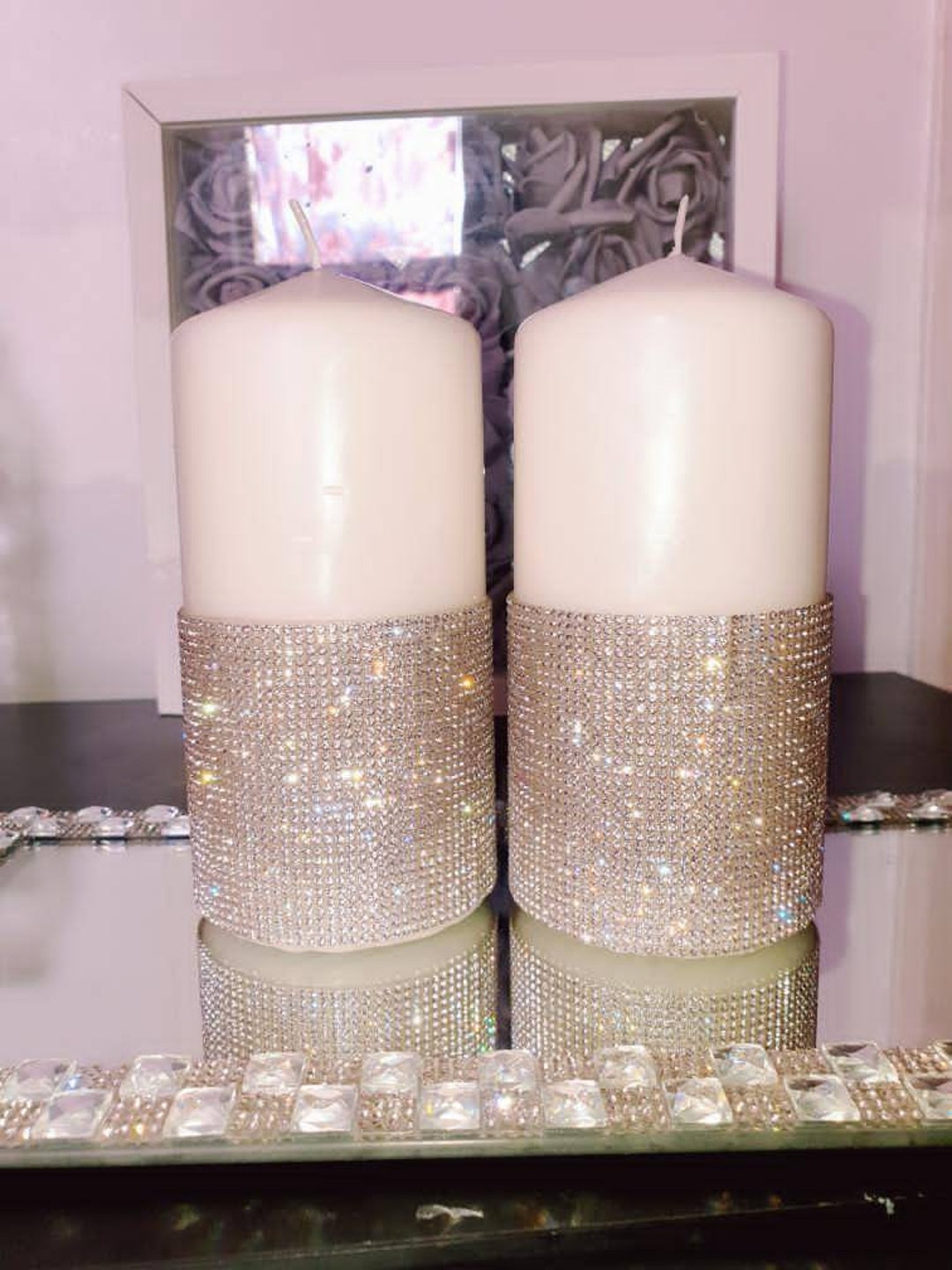 Diamante Bling Pillar Candle: Luxury Home Decor - Etsy