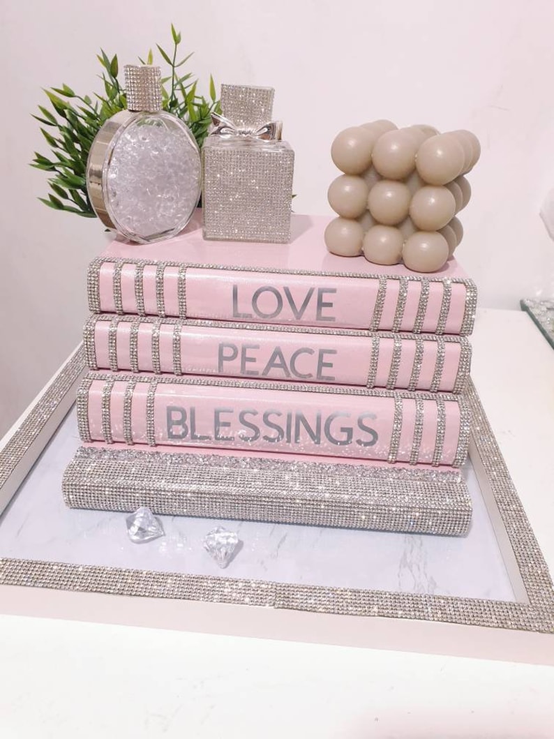Personalized Bling Book Stack: Silver Home Decor, Set of 3 - Etsy