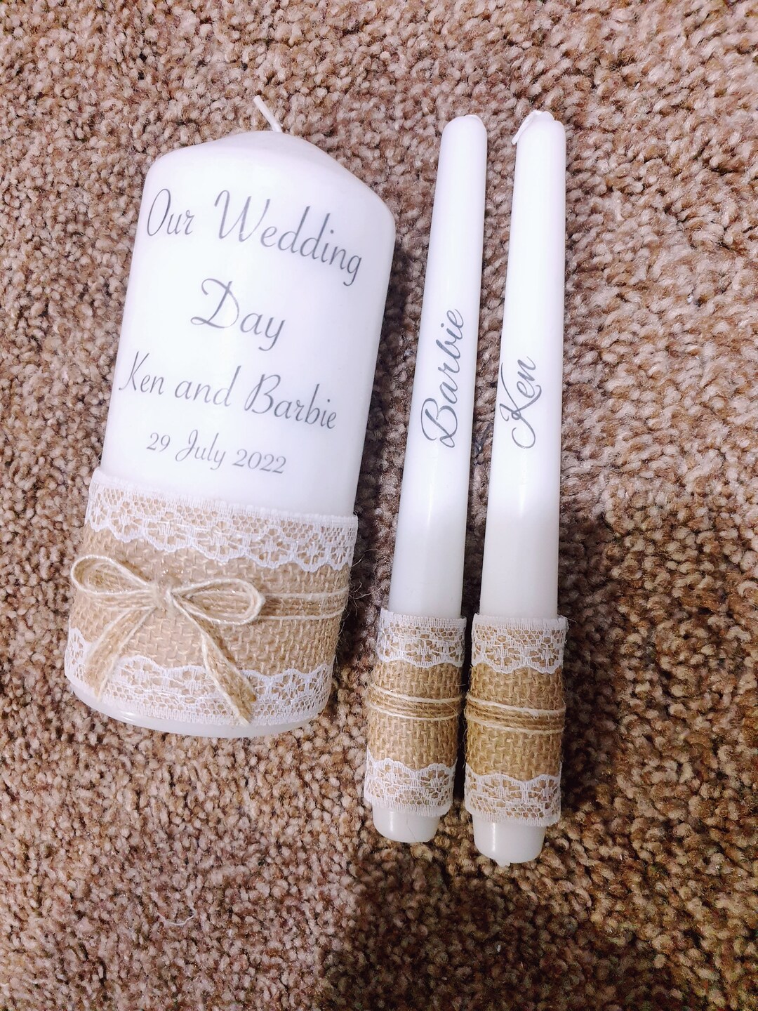 Personalized Wedding Unity Candle Set: Luxury Lace Candles - Etsy