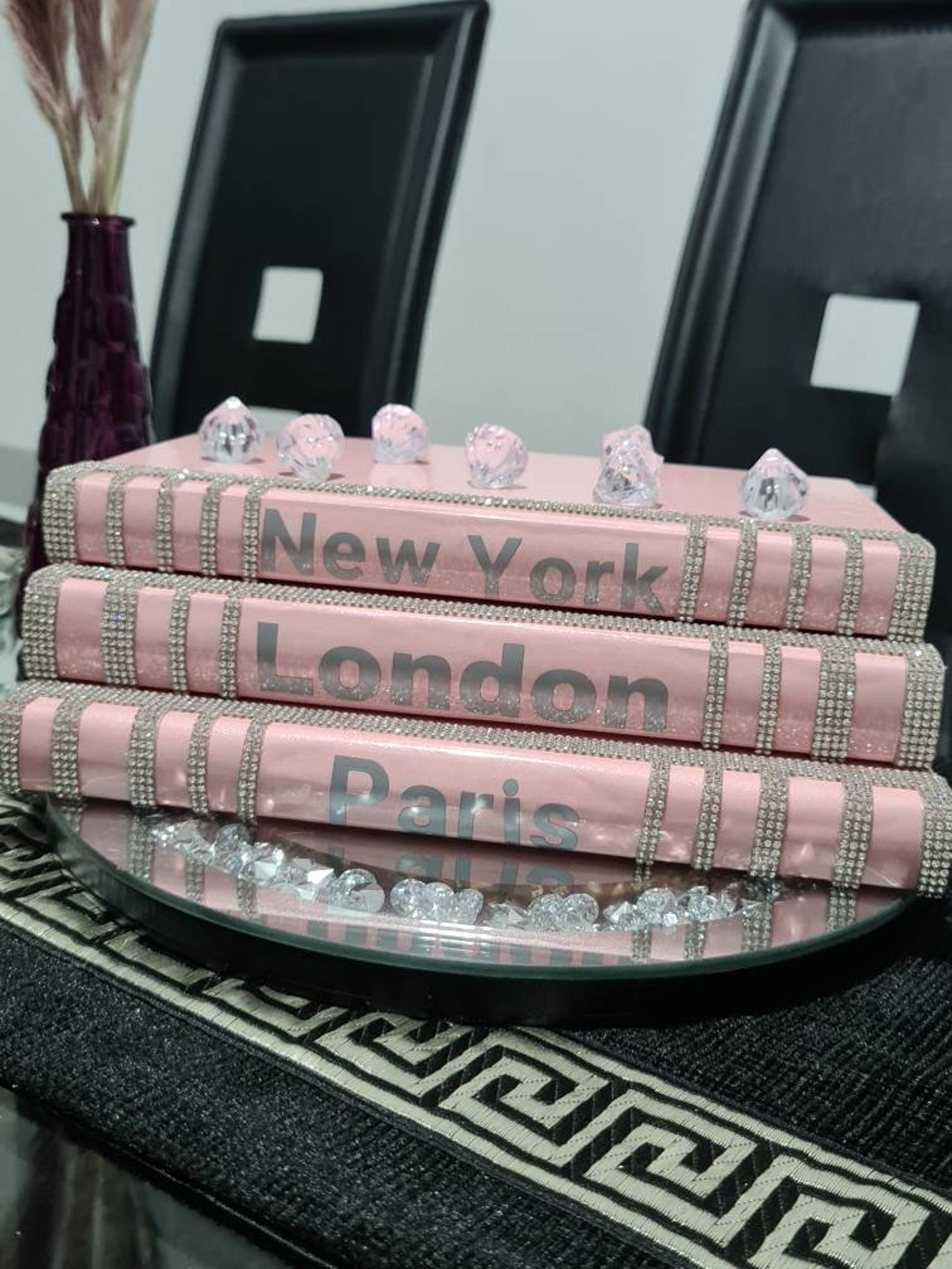 Glam Books,pink Bling Books,book Stacked,home Decoration Books,custom ...