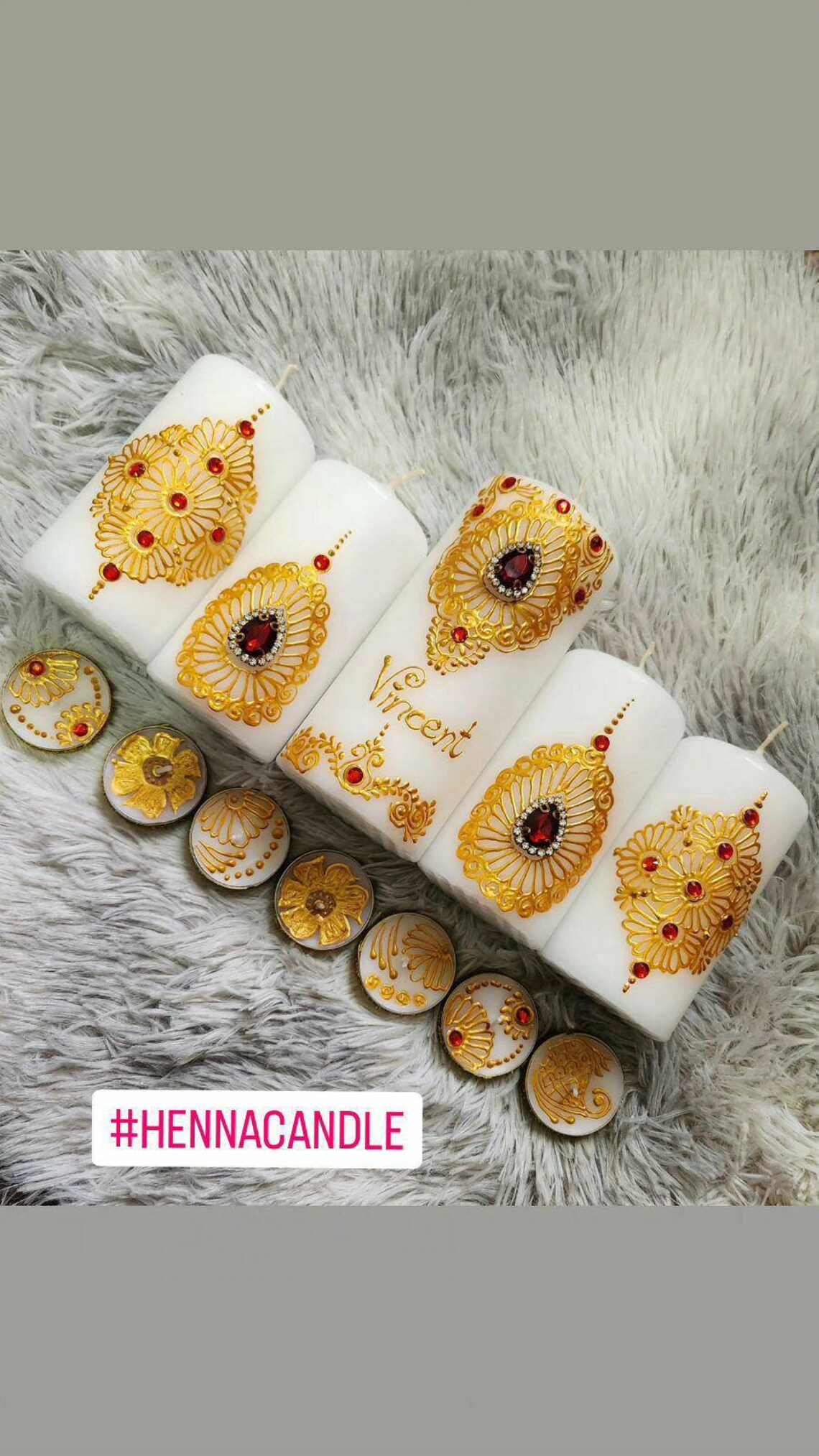 Henna Decorated Candles,authentic,oriental,personalised Gift,candle ...
