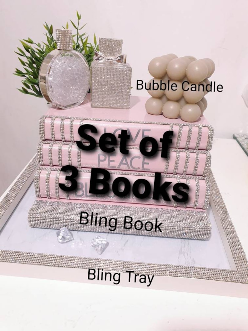 Personalized Bling Book Stack: Silver Home Decor, Set of 3 - Etsy