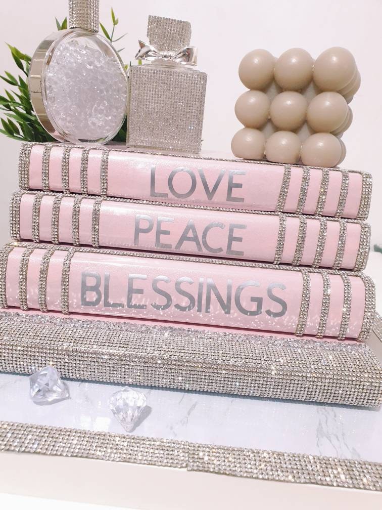 Personalized Bling Book Stack: Silver Home Decor, Set of 3 - Etsy