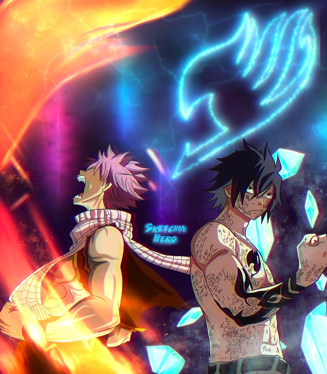 Fairy Tail Anime Poster: Natsu and Gray Art Print (12x18 Portrait) - Etsy