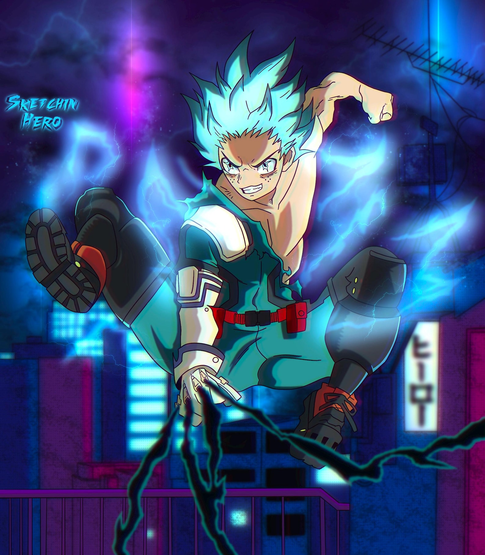Deku My Hero Academia Poster: OFA Mode Black Whip Anime Art Print ...