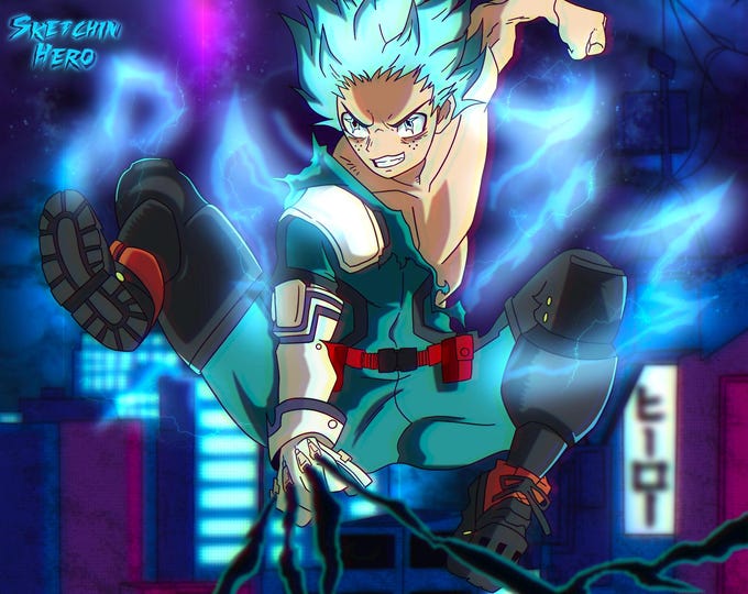 Deku My Hero Academia Poster: OFA Mode Black Whip Anime Art Print ...
