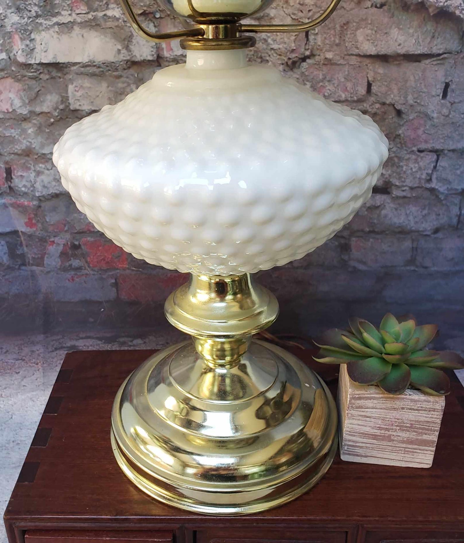 Fenton Hobnail Milk Glass White Electric Table Lamp 18.5 Tall Brass - Etsy