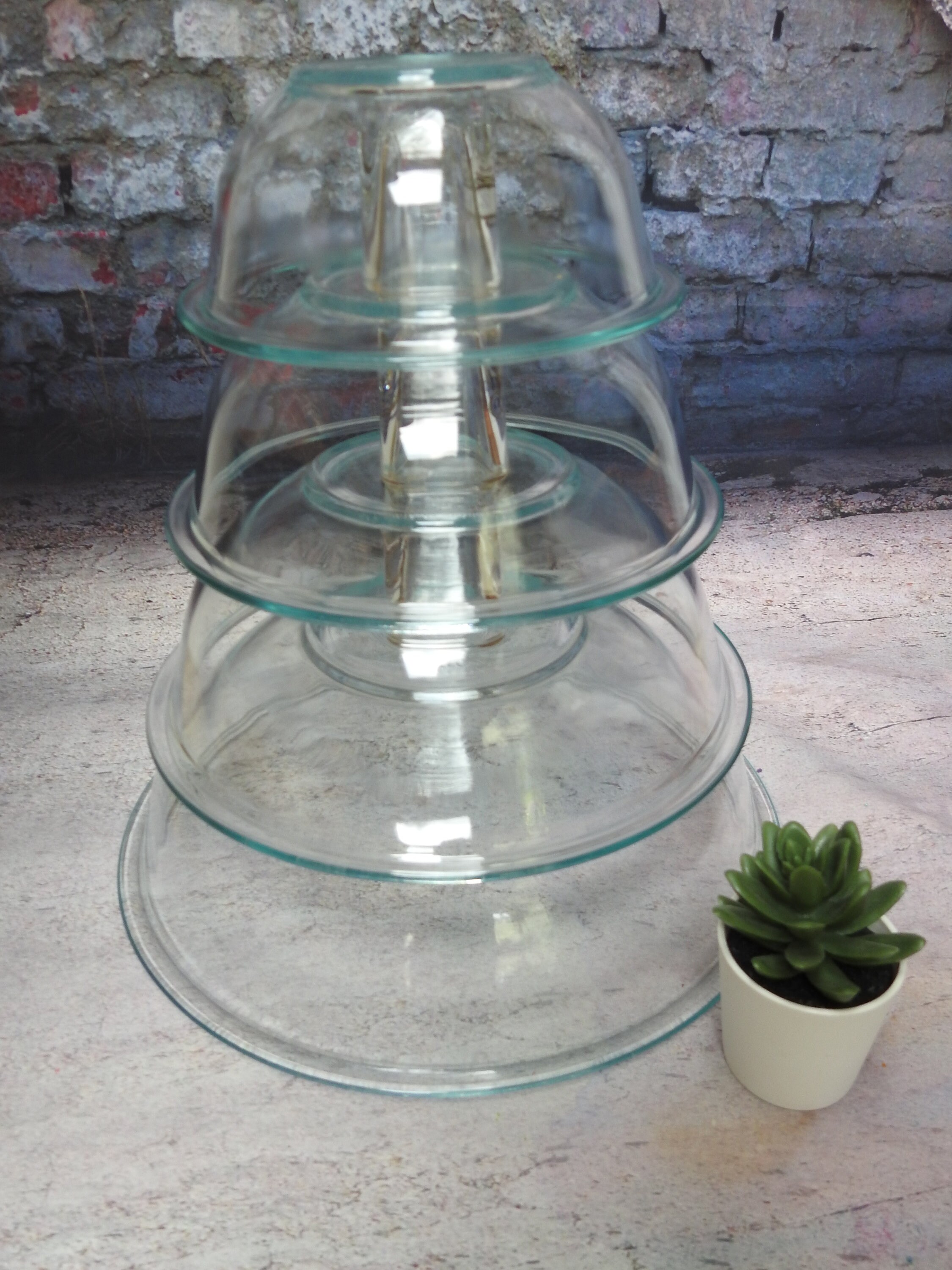 PYREX Set 4 Glass Nesting Mixing Bowls Ice Blue Clear - Etsy