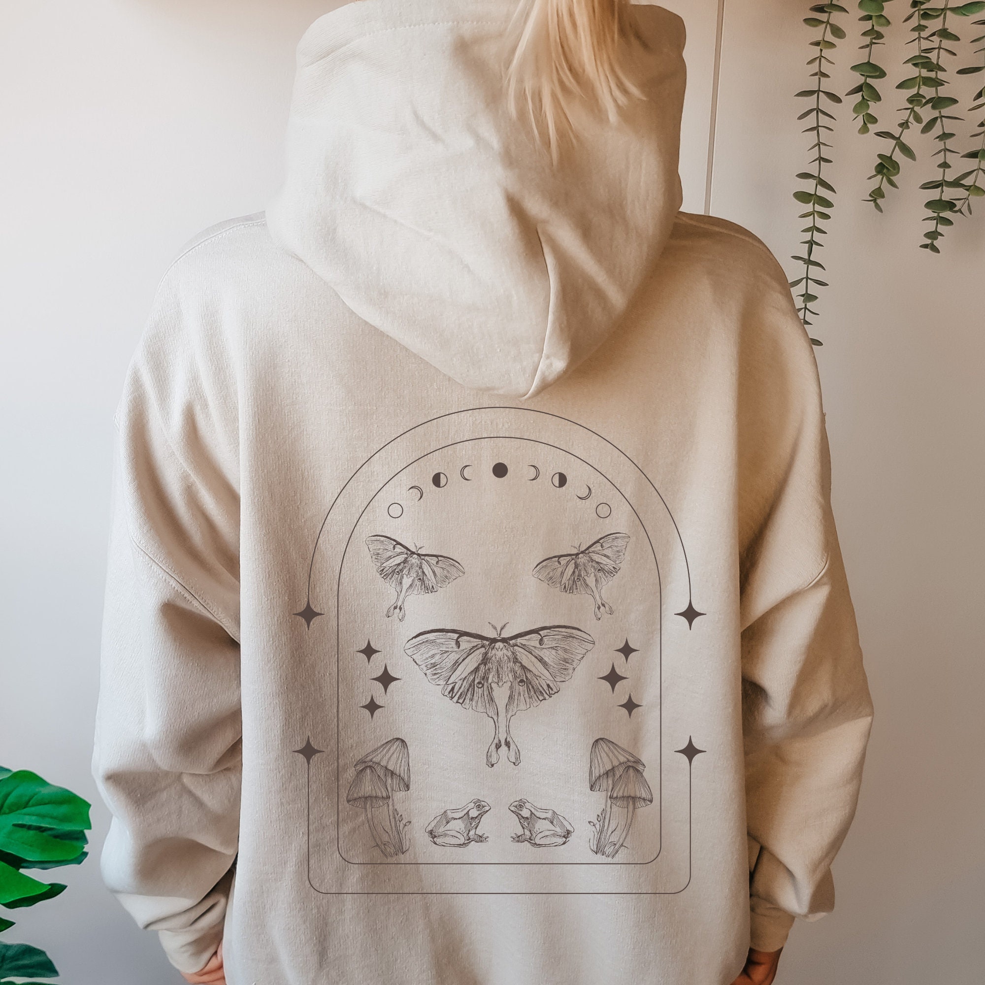 Moth Hoodie Mushroom Hoodie Frog Hoodie Edgy Hoodie Witchy Hoodie Luna ...