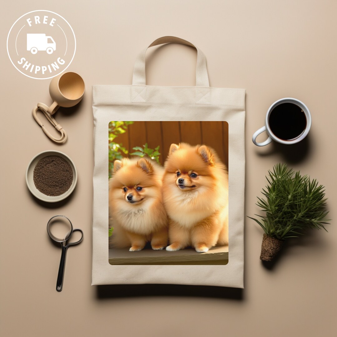 Twin Pomeranian Tote Bag, Pom Bag, Pom Fun, Totebag, Hobo Bag, Designer ...