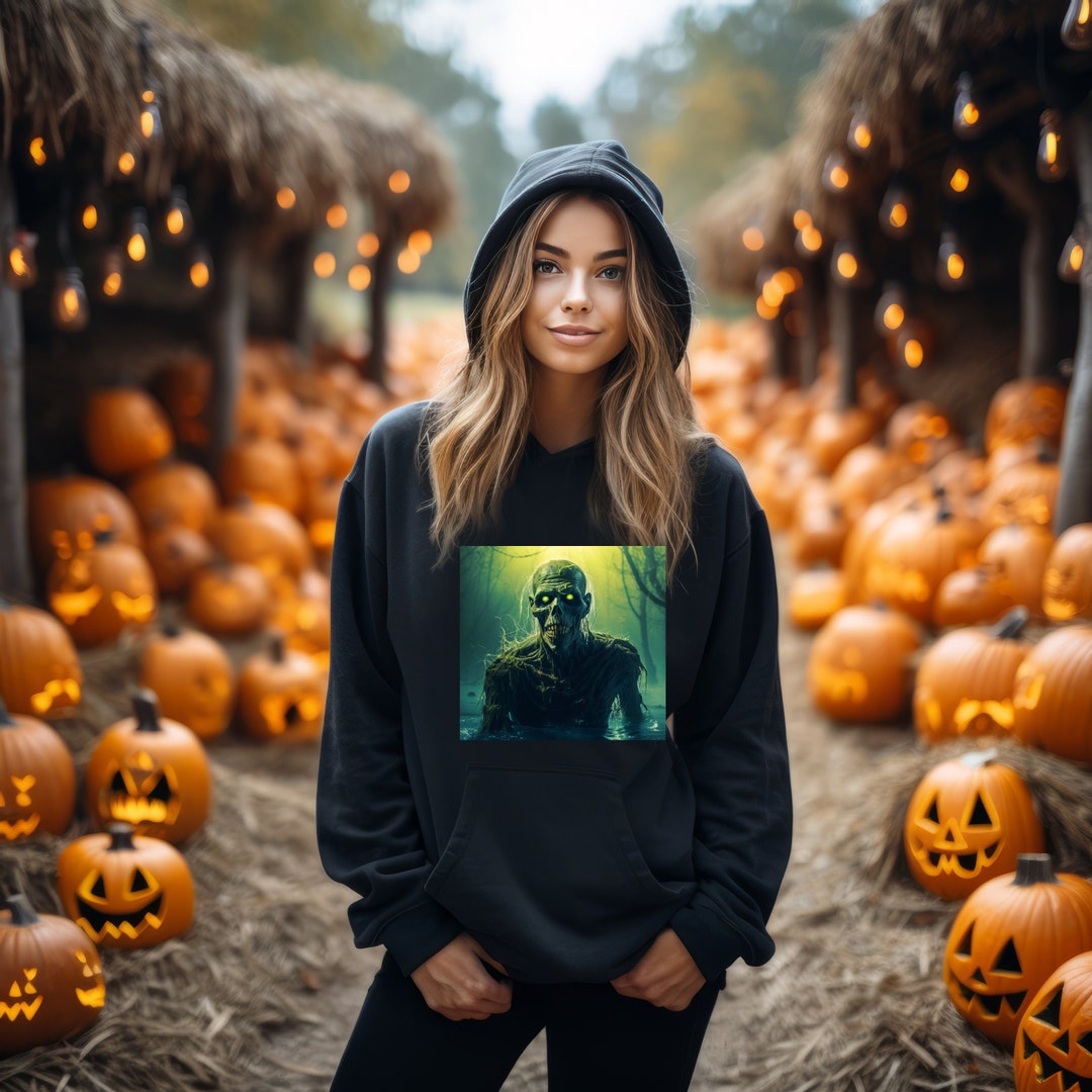 Zombie With Glowing Eyes, Halloween Hoody, Zombie Hoodie, Halloween ...