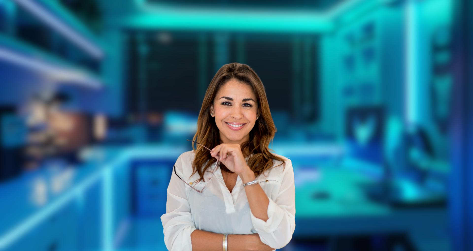 Blue Lit Home Office Zoom Background | Virtual Office Backdrop for ...