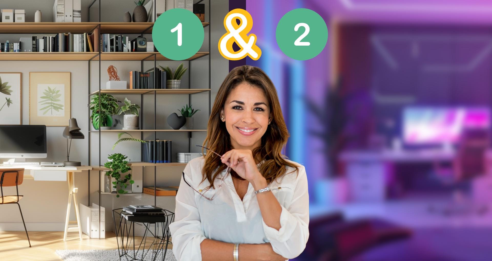 2 Office Zoom Background | Neon Pink and Clean Bright Virtual Office ...