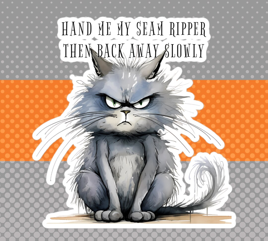 Quilter Cat Sticker, Seam Ripper Sticker, Craft Room Decor, Sewing ...