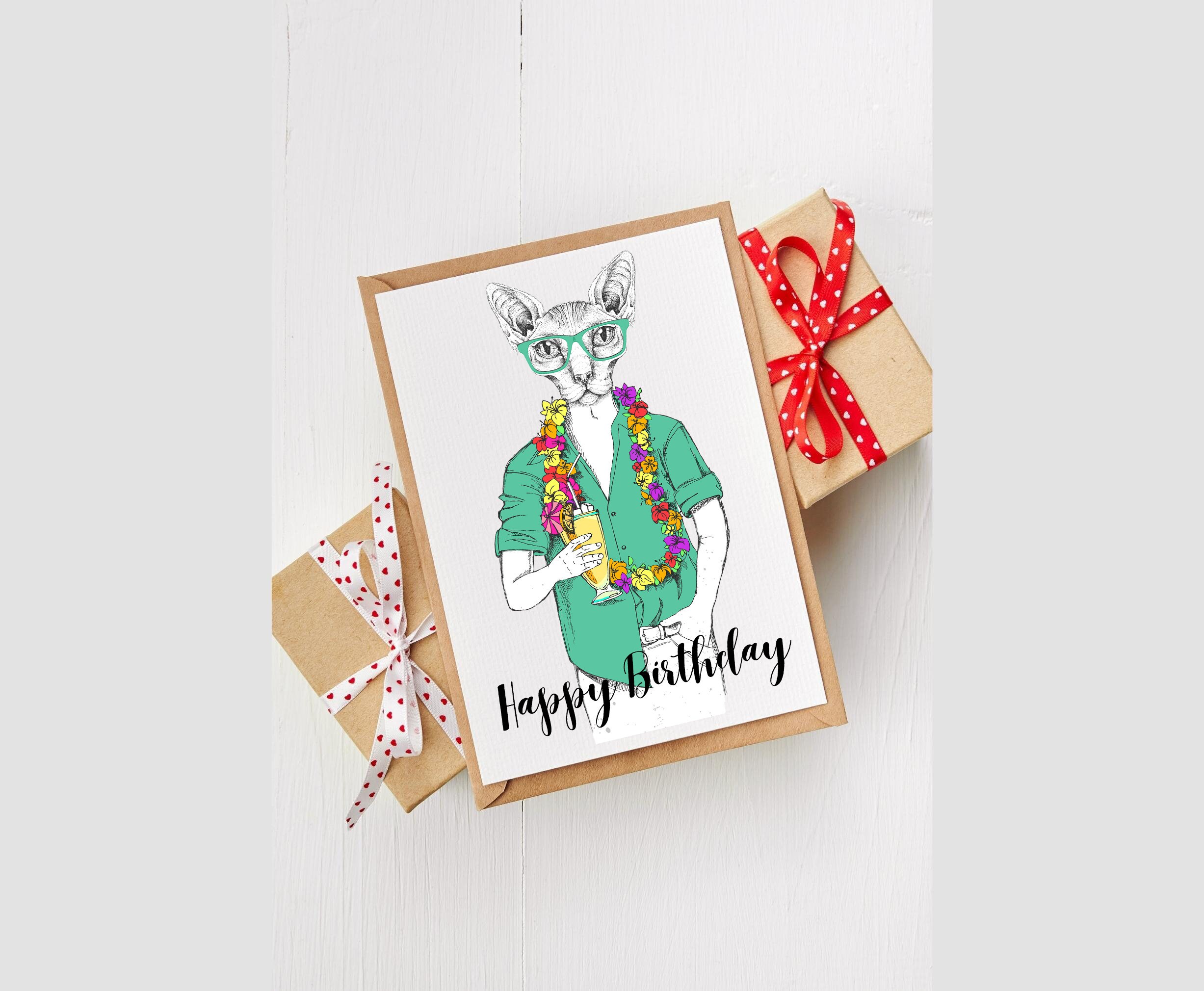 10 Pack Sphynx Cat Birthday Greeting Cards & Envelopes. Funny - Etsy