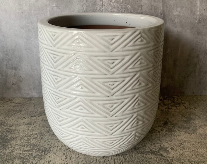 White Aztec Ceramic Planter - Etsy