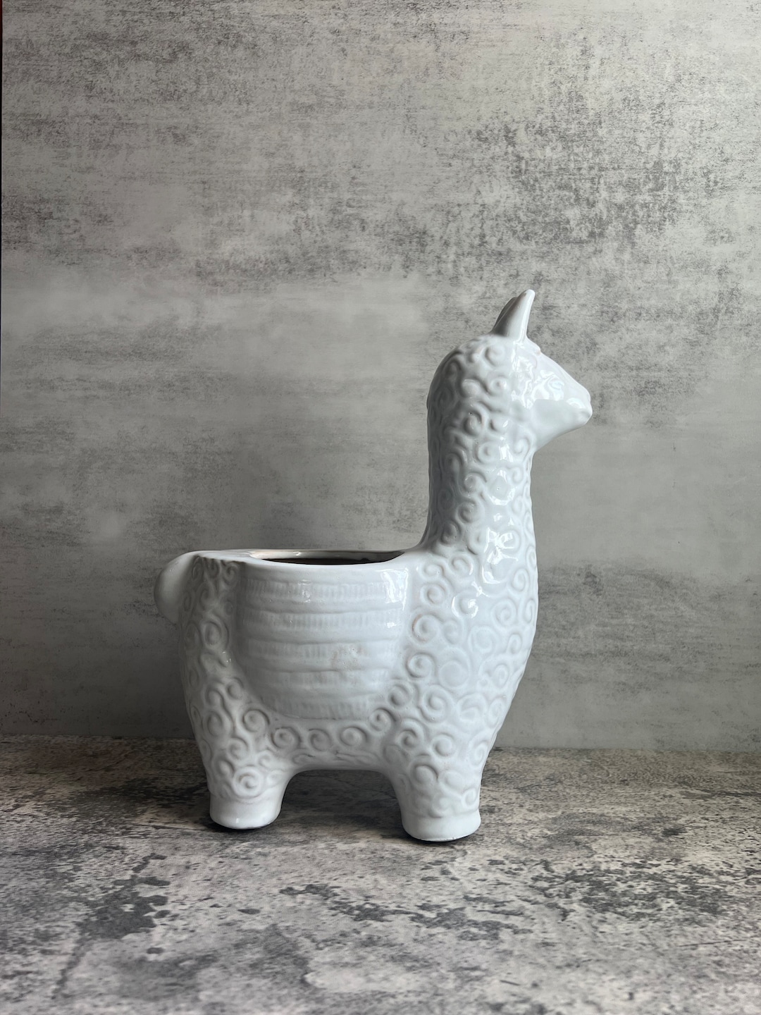 White Ceramic Llama Planter - Etsy