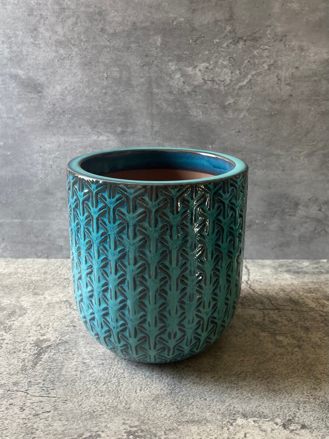 Thick Turquoise Ceramic Planter with Drainage Hole - Etsy