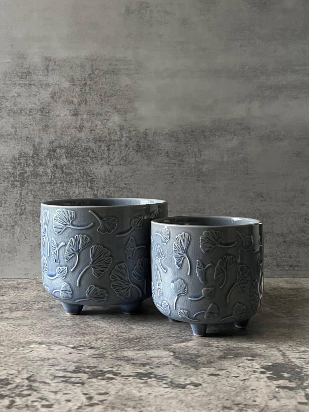 Footed Ginkgo Leaf Ceramic Planter Flora Bunda - Etsy