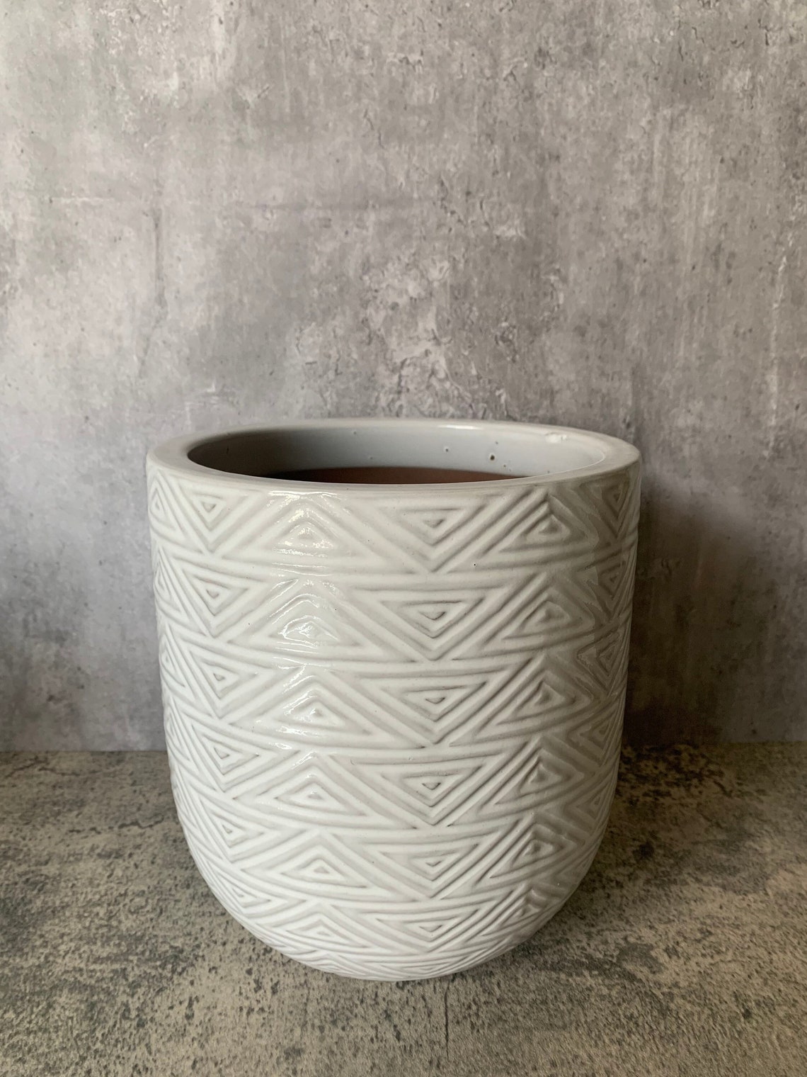 White Aztec Ceramic Planter - Etsy