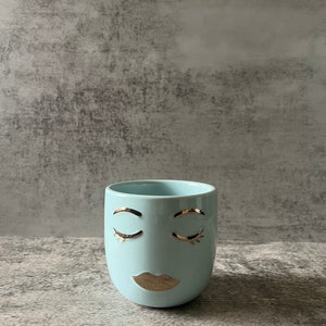 Feminine Smile Ceramic Planter, Light Blue - Etsy