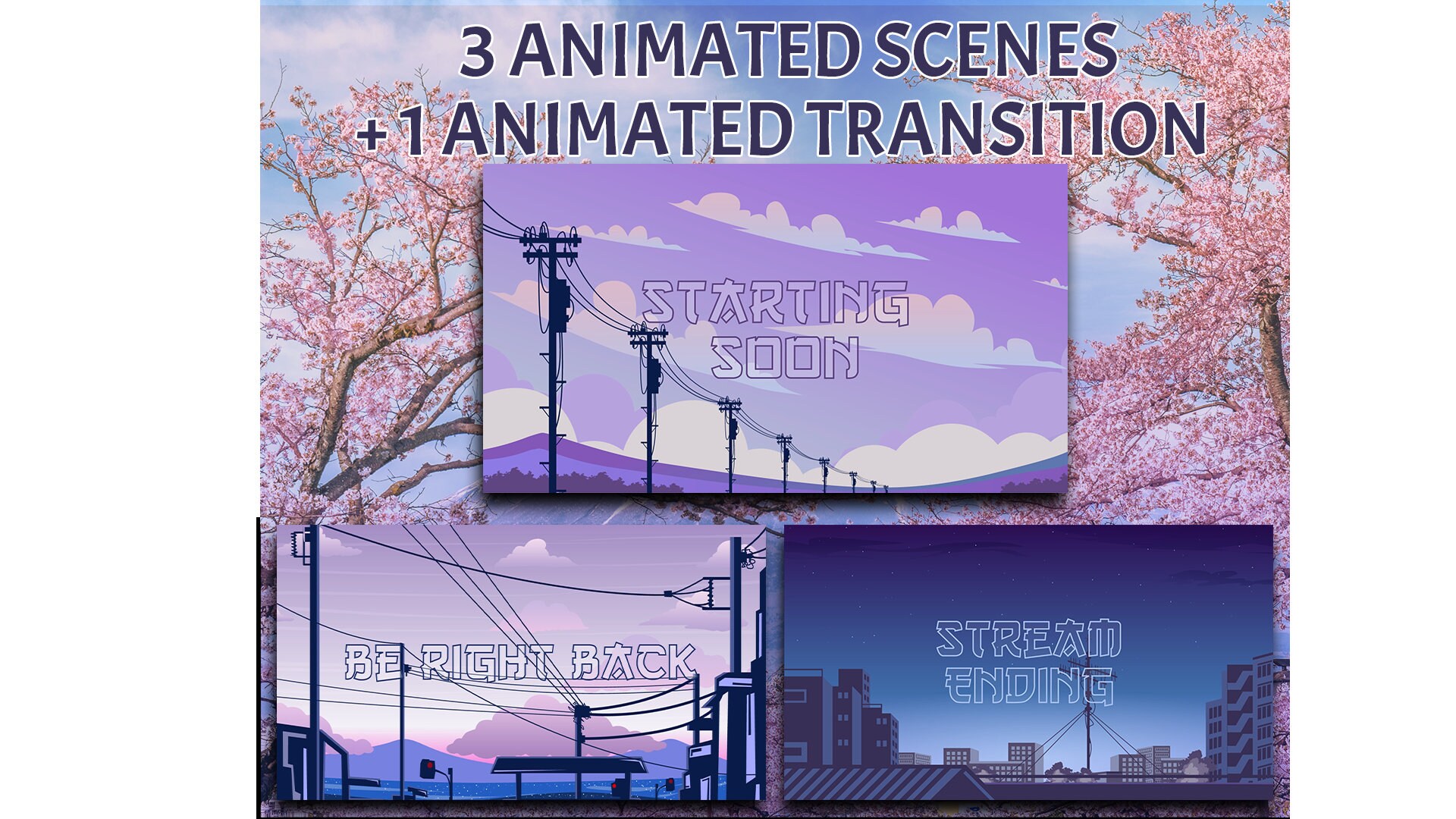 3 Animated Scenes + 1 Animated Transition / Japanese Theme, Ainme ...