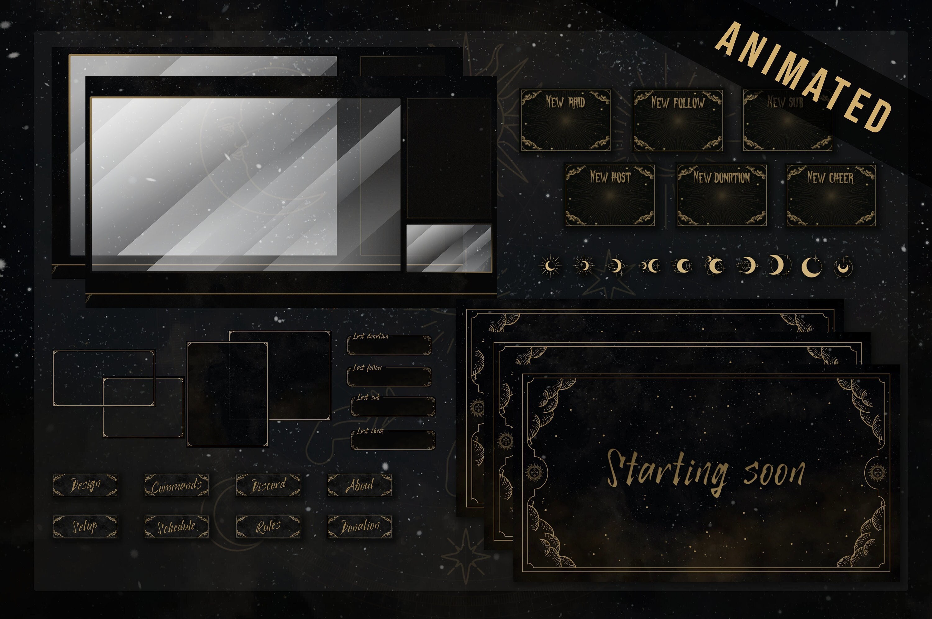 Pack Twitch Animated / Tarot, Esoteric, Occult Mystic / Scenes, Overlay ...