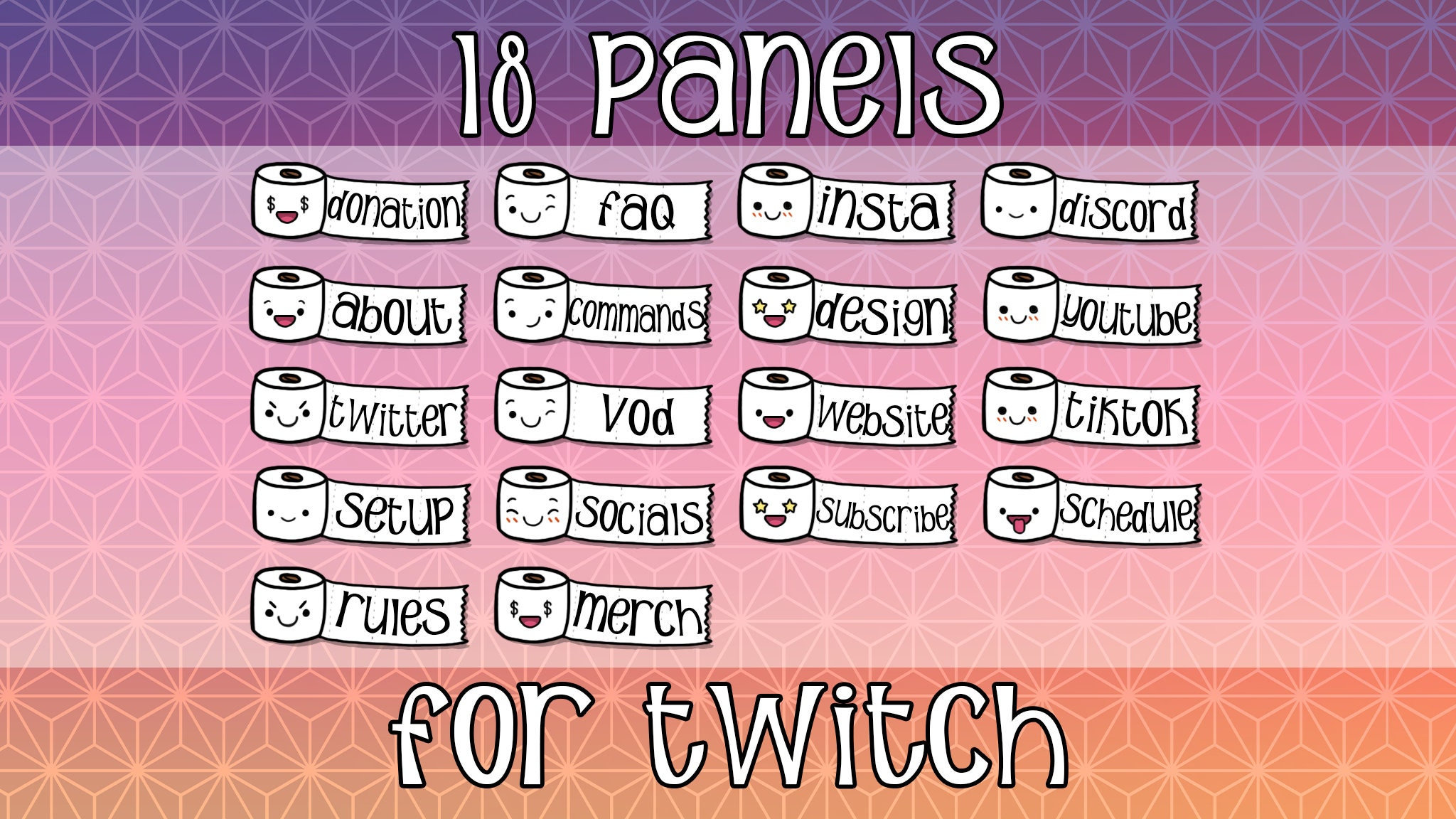 Toilet Paper Panel for Twitch / Panneaux PQ / Kawaii, Cute - Etsy