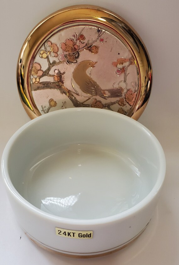 Art of Chokin Japanese 24k Gold Trimmed Trinket Box R… - Gem