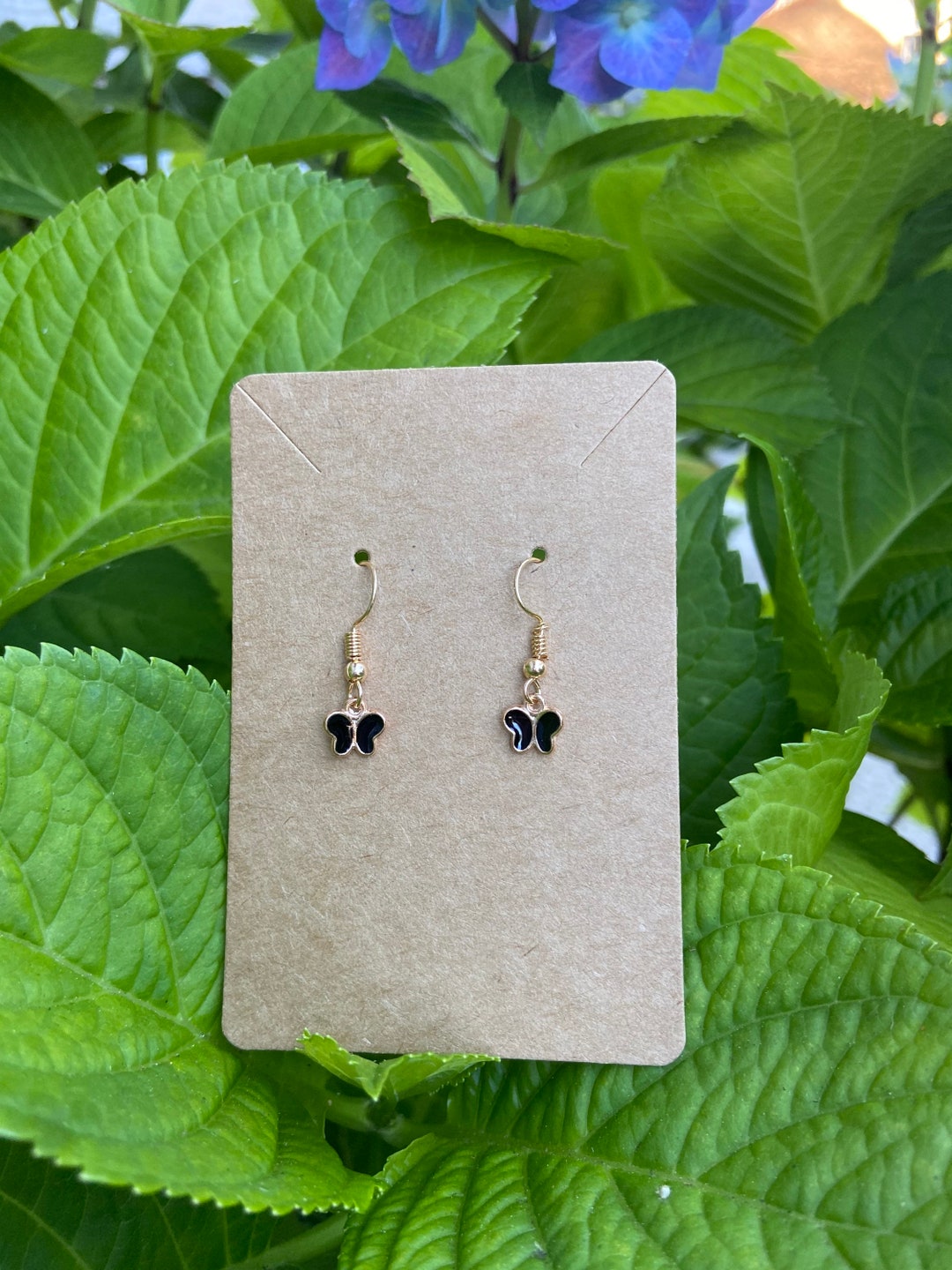 Black Small Butterfly Earrings - Etsy