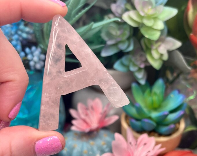 Rose Quartz Letter A Alphabet Crystals Pink Crystal - Etsy