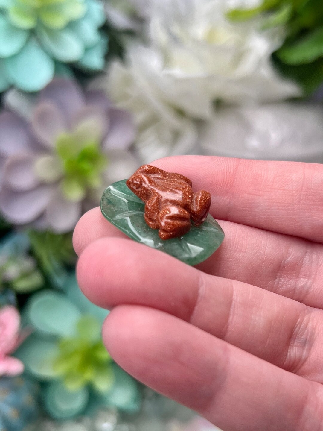 Goldstone and Jadeite Frog Frog Crystal Animal Miniature - Etsy