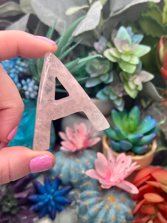 Rose Quartz Letter A Alphabet Crystals Pink Crystal | Etsy