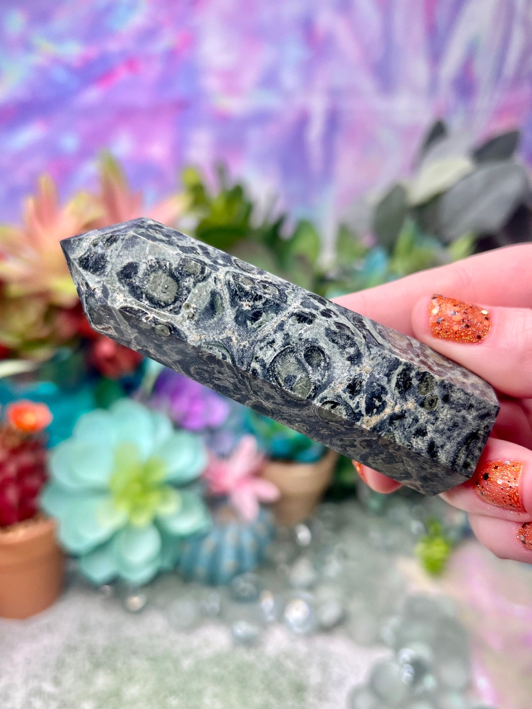 Kambaba Jasper Tower Crystal Tower Green Orbicular Crystal - Etsy