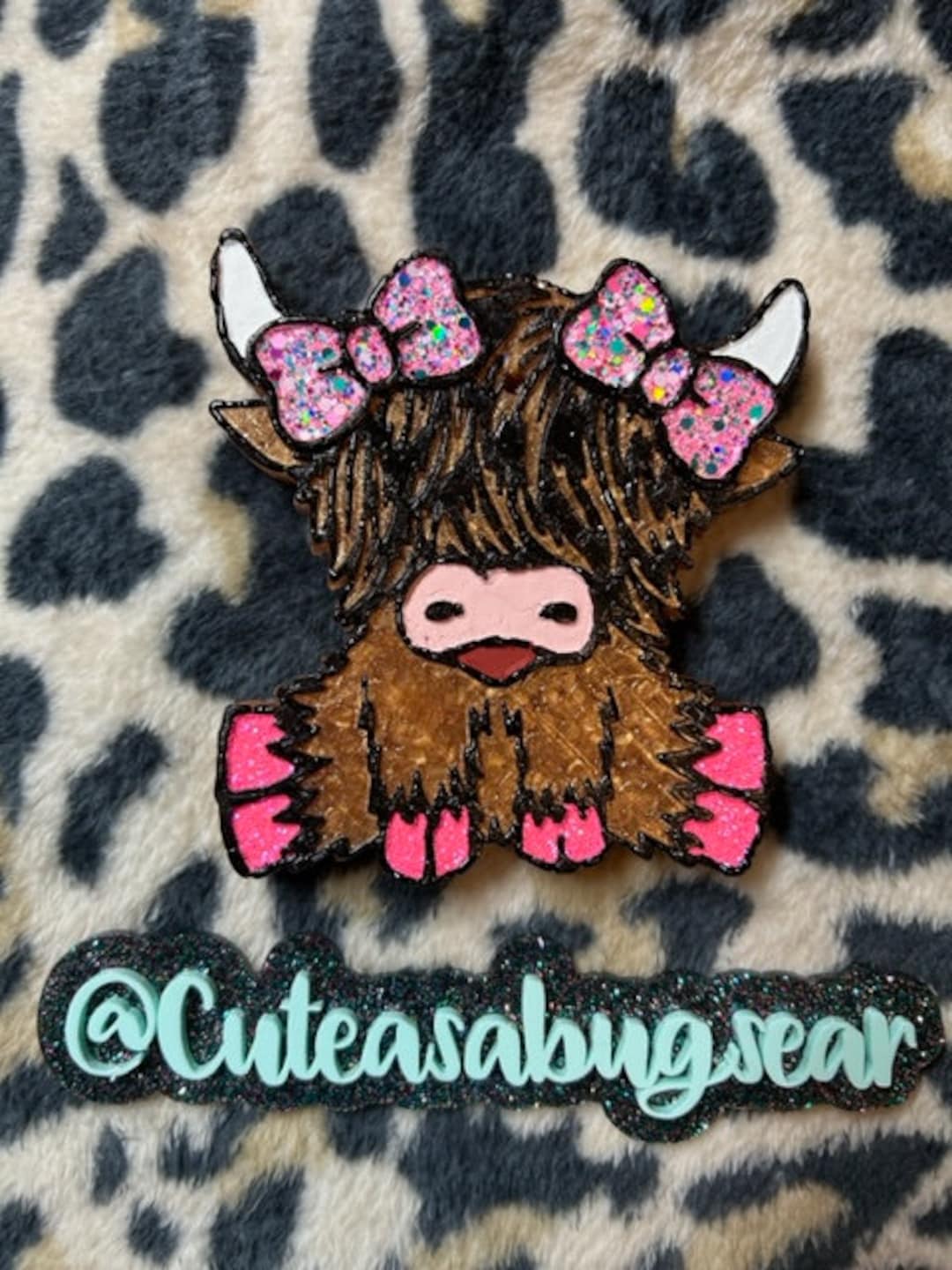 Highland Cow With Piggy Bows Freshie - Etsy