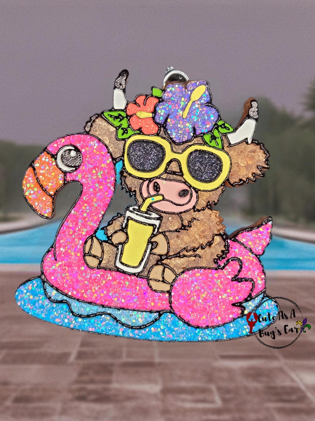 Highland Cow Flamingo Pool Floatie Freshie - Etsy