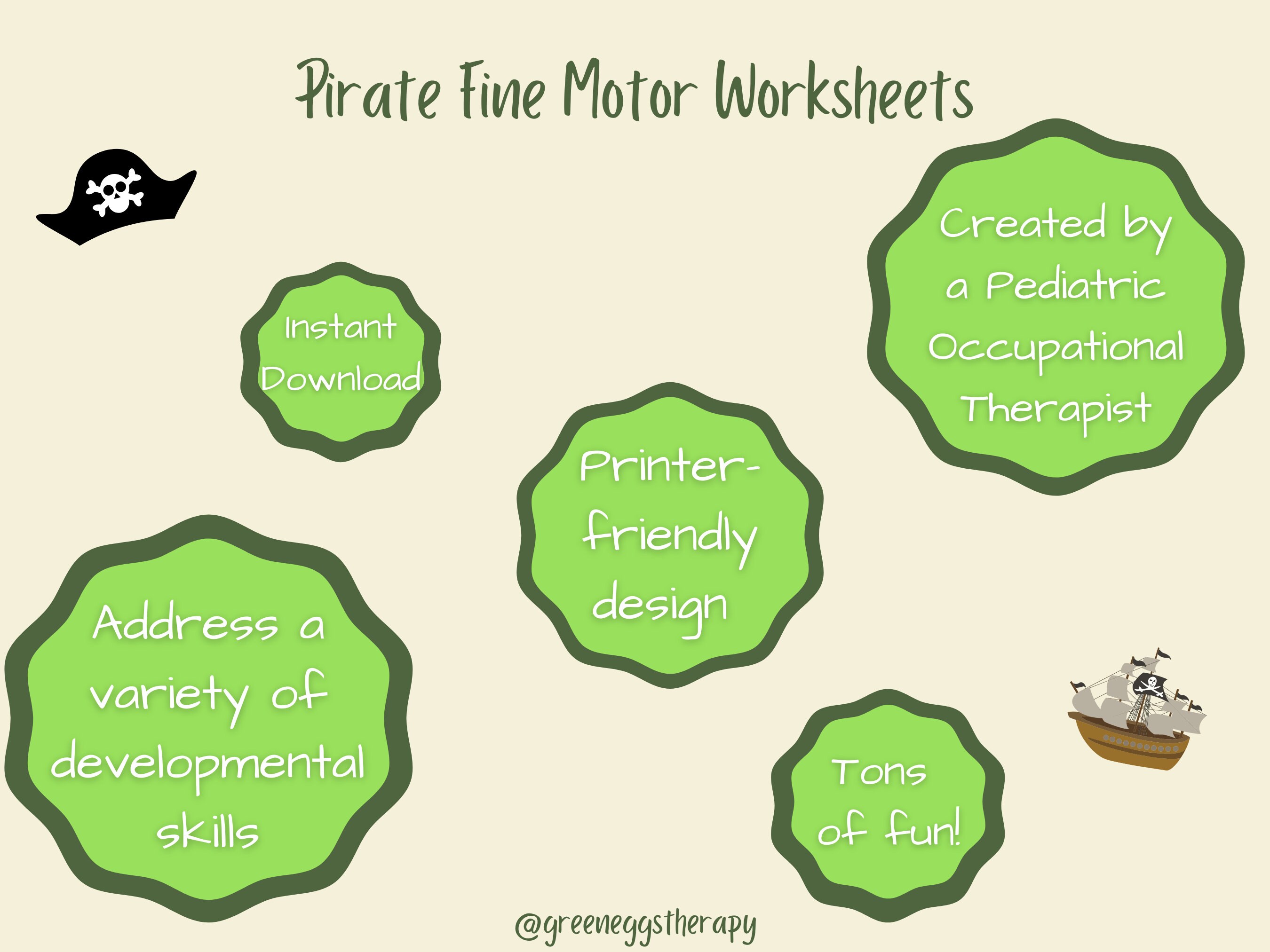 Pirate Fine Motor Worksheets Home School Preschool Activity - Etsy