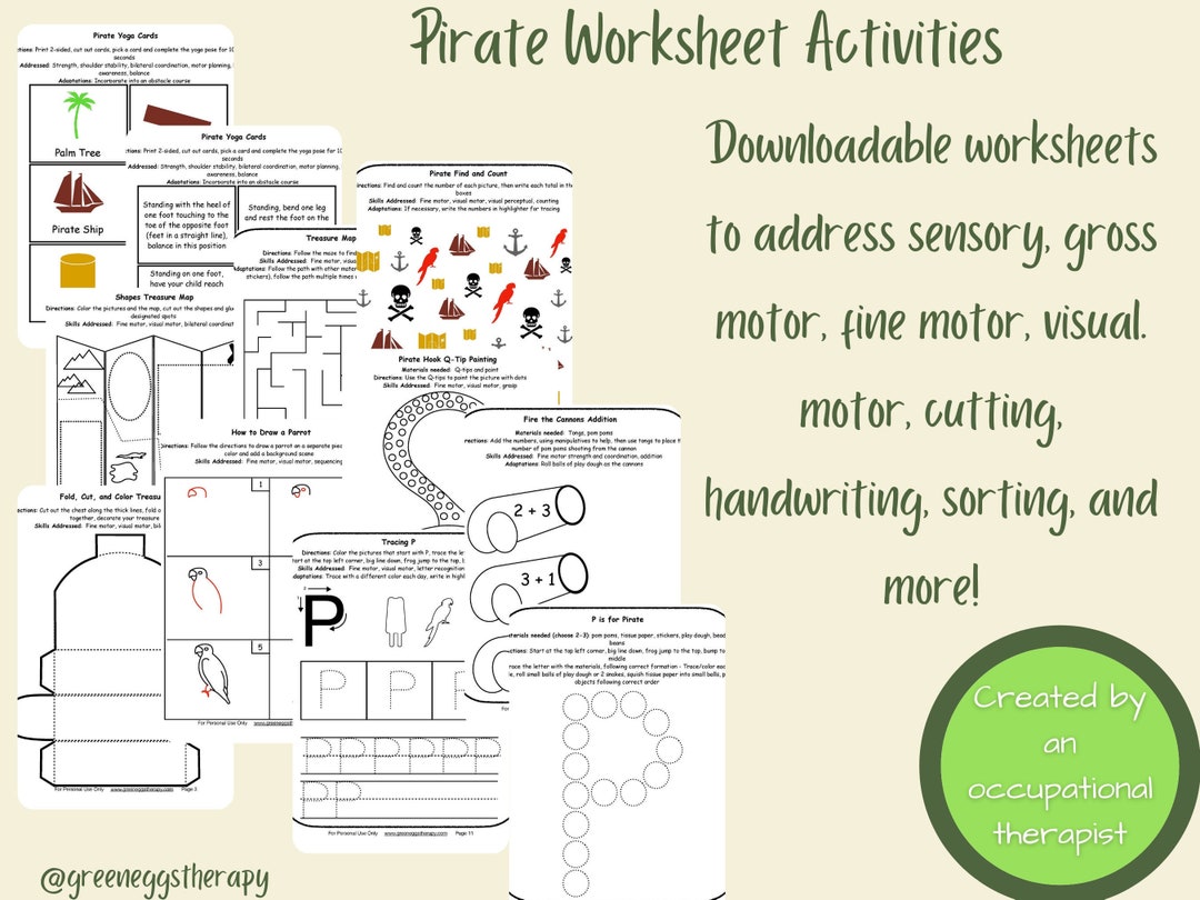 Pirate Activity Worksheet, Pirates Activity Packet, Preschool Activity ...