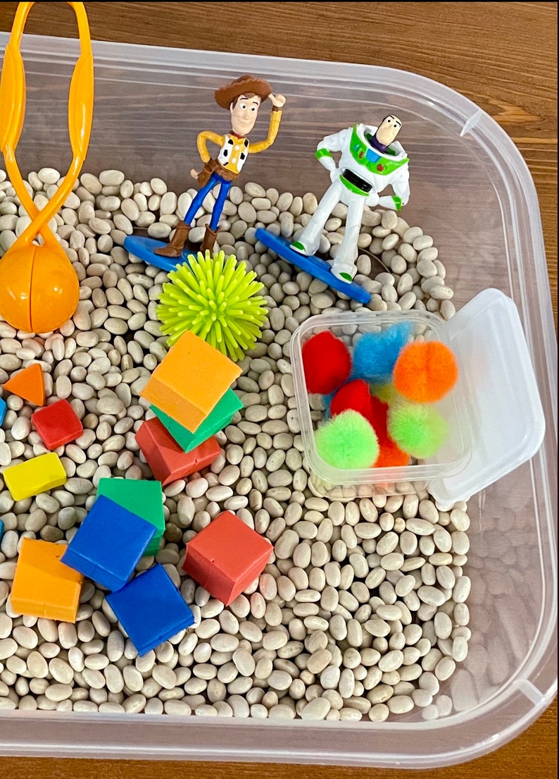 Toy Story Sensory Bin, Sensory Play, Buzz Lightyear, Woody, Pretend ...