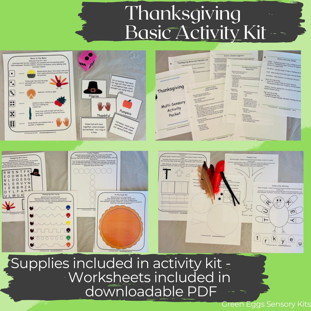 Thanksgiving Activity Kit, Craft Kit, Learning Kit, Home Learning ...
