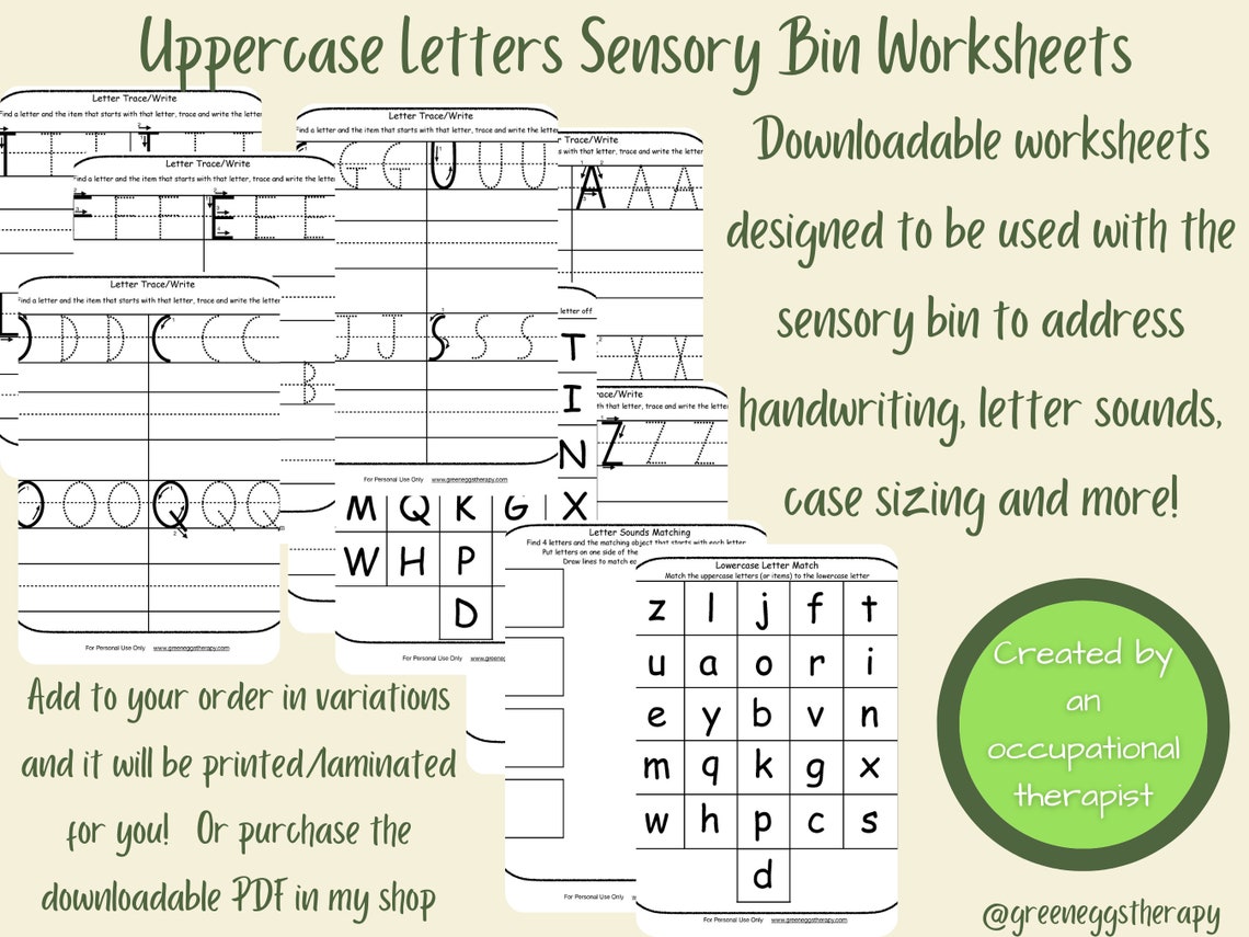 Alphabet Sensory Bin, Uppercase Letters Sensory Bin, Sensory Kit ...
