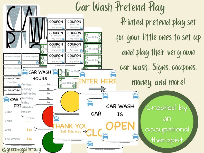 King's Day Out~the Car Wash Sensory Activity Kit, Sensory Bin, Car Wash ...