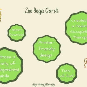Zoo Yoga Cards, Yoga Cards for Kids, Movement Cards, Gross Motor Cards ...