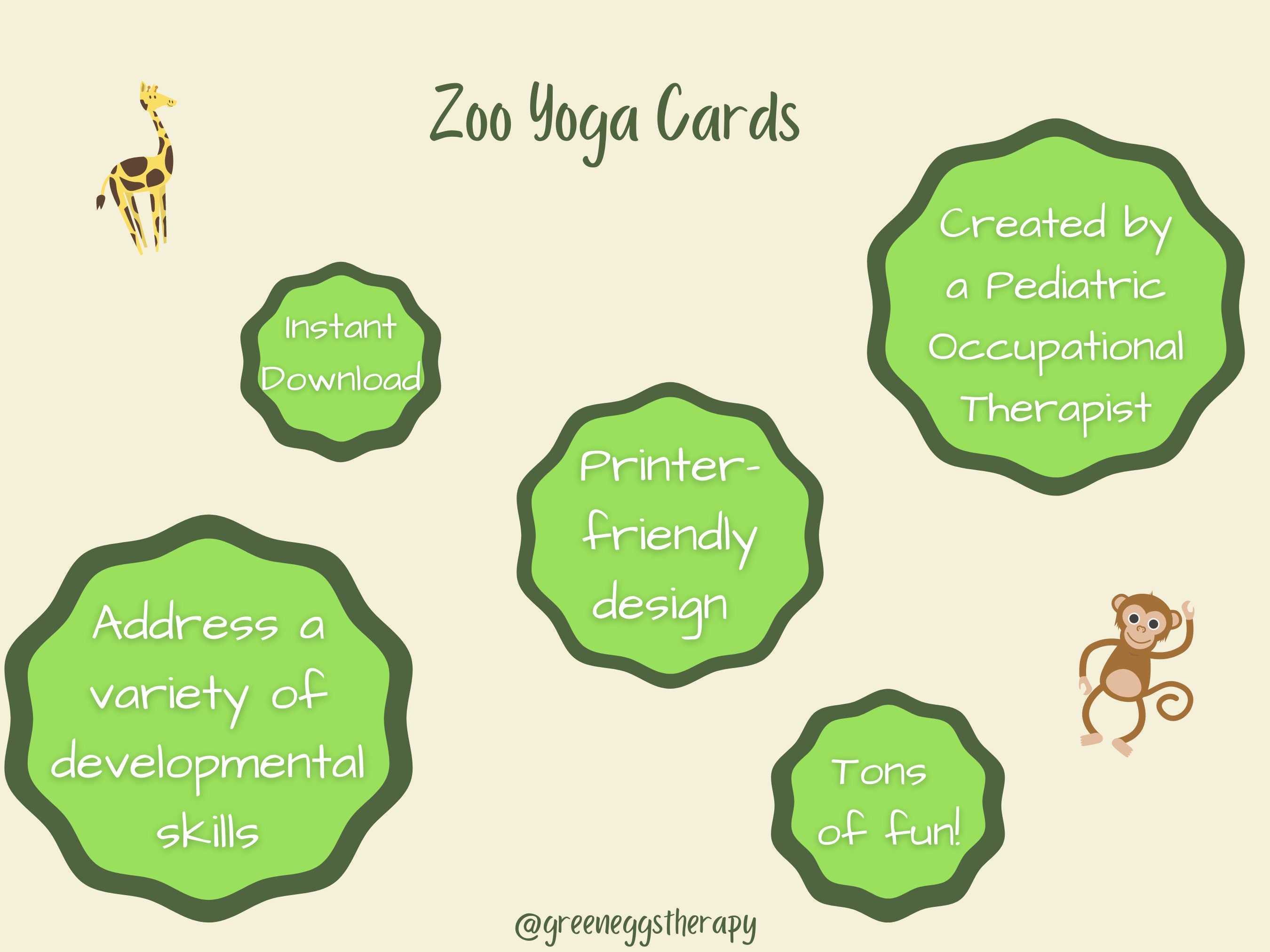 Zoo Yoga Cards, Yoga Cards for Kids, Movement Cards, Gross Motor Cards ...